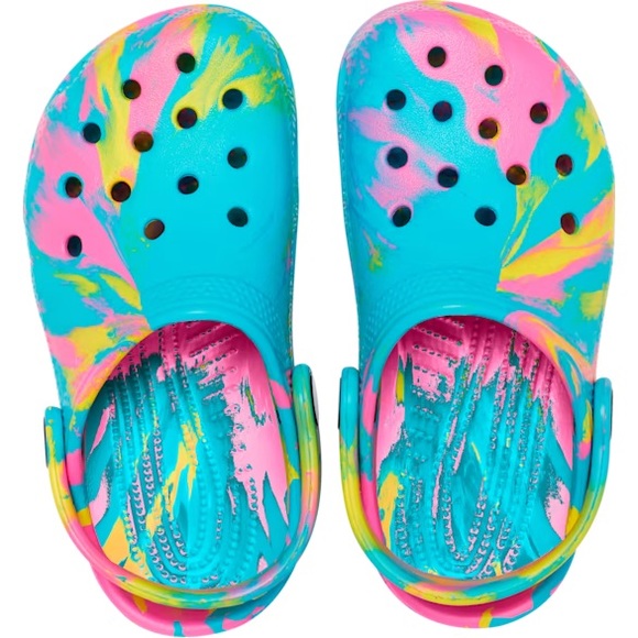 CROCS | Shoes | Crocs Kids Classic Marbled Clogs Digital Aquamulti Size ...